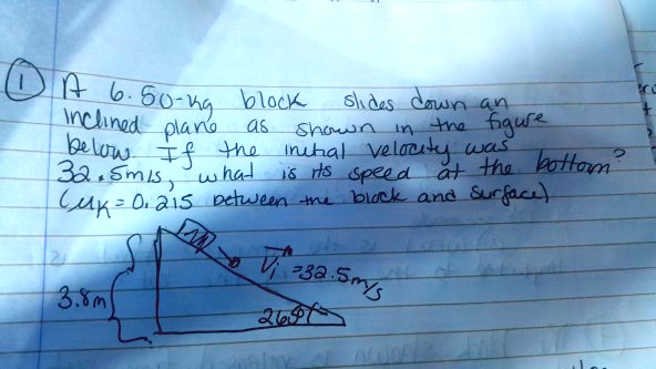 SOLVED: A 6.50 kg block slides down an inclined plane as shown in the figure below. If the ...