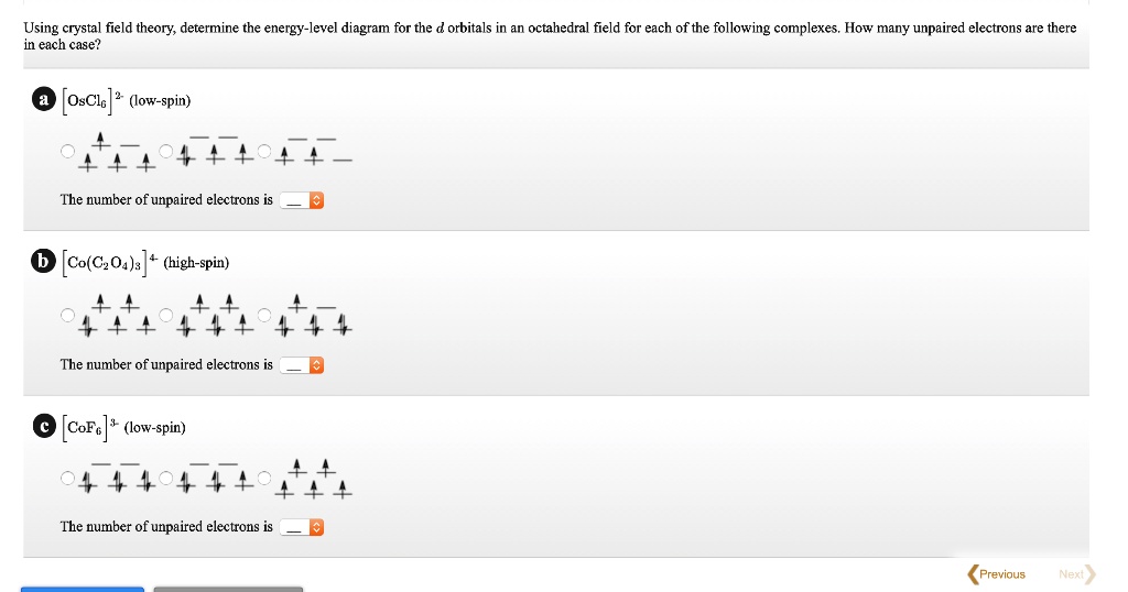 SOLVED: Using crystal field theory, determine the energy-level diagram ...
