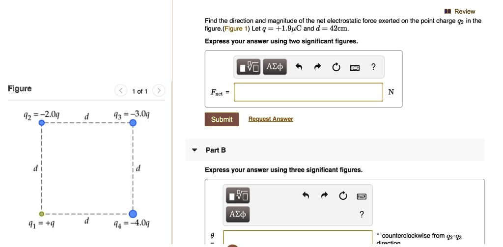 Solved Review Find The Direction And Magnitude Of The Net