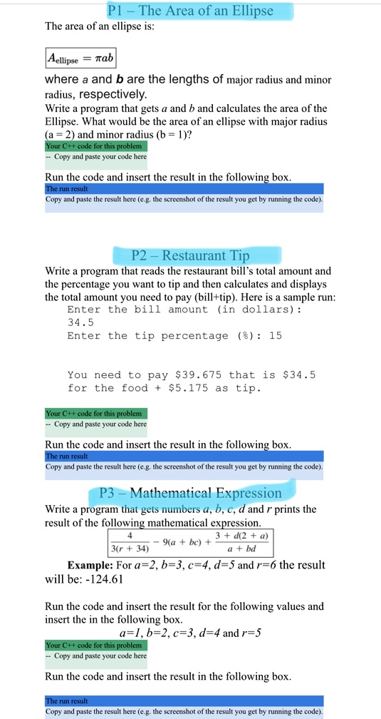 SOLVED: Pl-The Area of an Ellipse The area of an ellipse is: where a ...