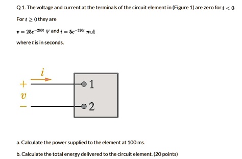 SOLVED: Q 1. The voltage and current at the terminals of the circuit element in (Figure 1) are ...