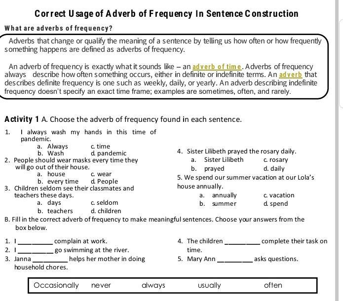 VIDEO solution: Please help me with the correct answers. Correct Usage ...