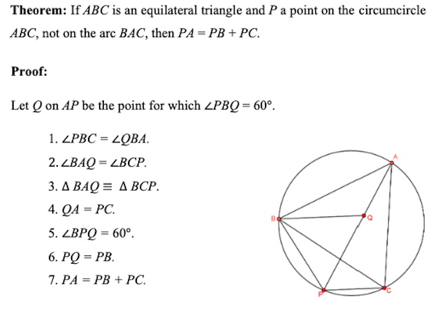 Theorem: If ABC is an equilateral triangle and P a point on the ...