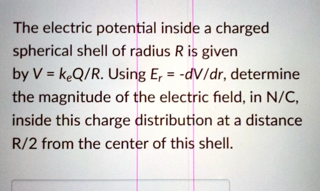 SOLVED: The electric potential inside a charged spherical shell of ...