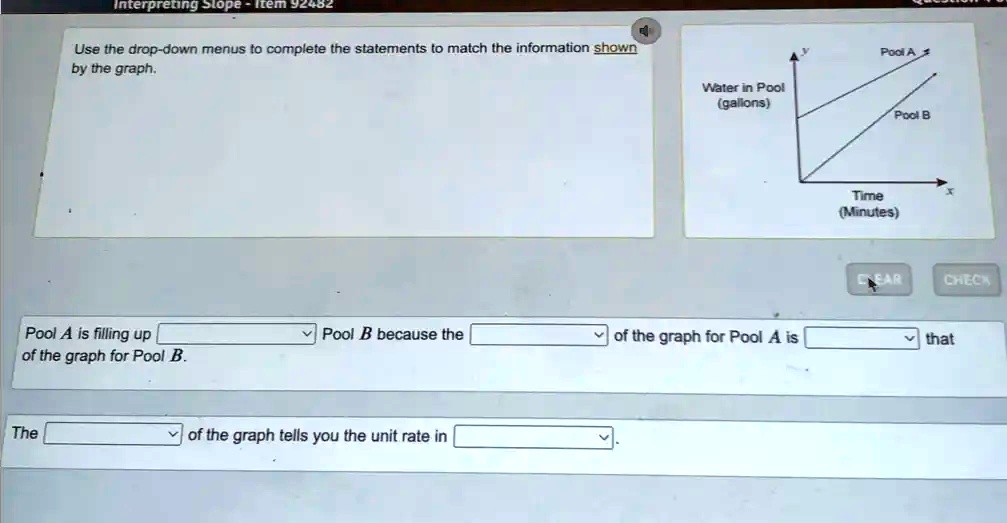 [GET ANSWER] Interpreting Slope - Item 92482 Use the drop-down menus to ...
