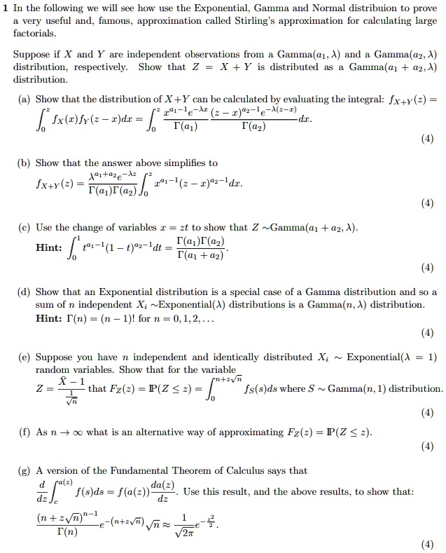 SOLVED: In the following, we will see how to use the Exponential, Gamma, and Normal ...