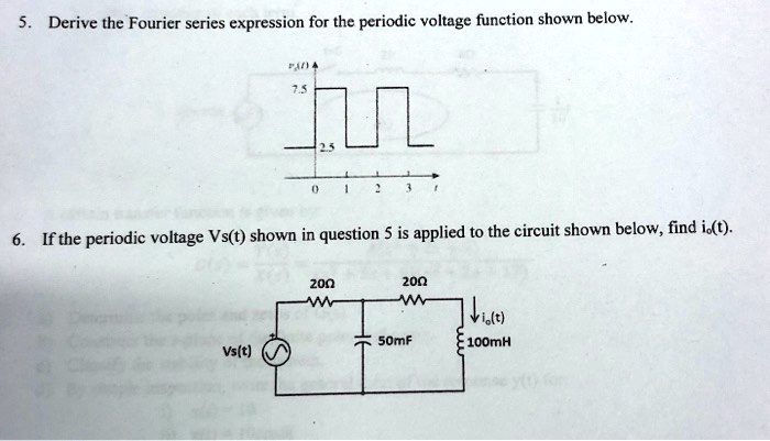 Derive the Fourier series expression for the periodic voltage function shown below. P(t) = 14 6 ...