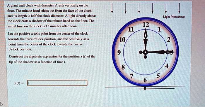 SOLVED: A giant wall clock with diameter d rests vertically on the ...