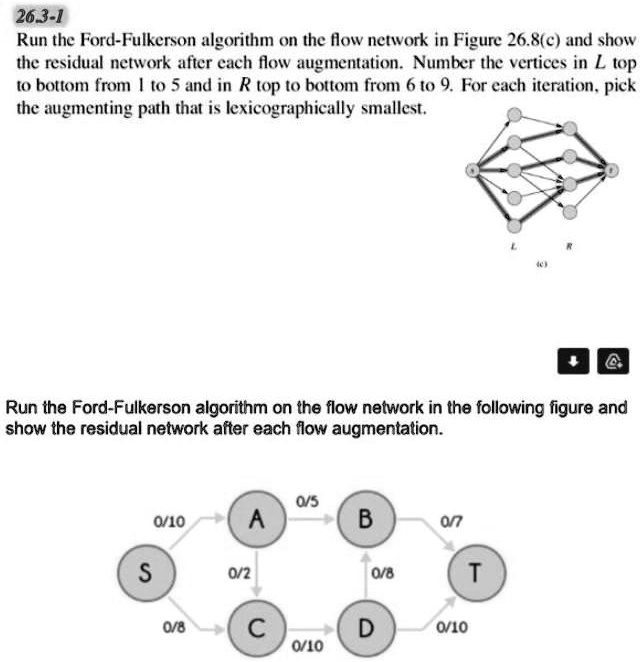 Algorithm Analysis 263 1 Run The Ford Fulkerson Algorithm On The Flow Network In Figure 268c