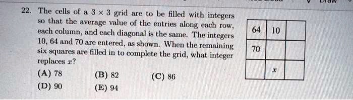 SOLVED: 22 The cells of a 3 x 3 grid are to be filled with integers s0 ...