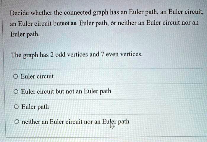 Solved Decide Whether The Connected Graph Has An Euler Path An Euler Circuit An Euler Circuit