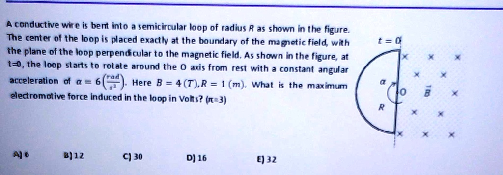 SOLVED: A conductive wire is bent into a semicircular loop of radius R as shown in the figure ...