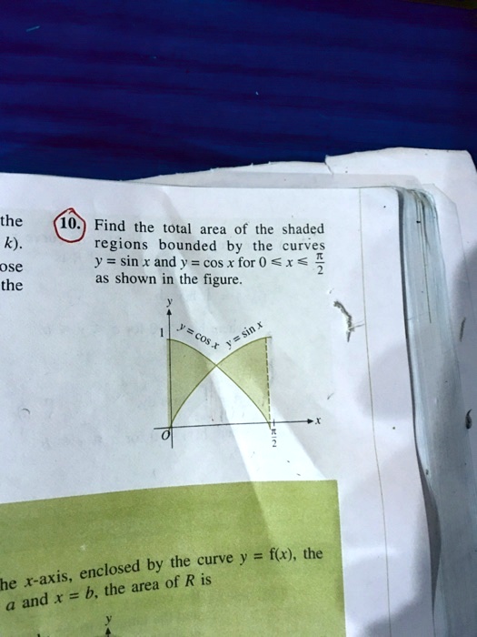 SOLVED: the k). ose the Find the total area of the shaded regions bounded by the curves y =sin x ...