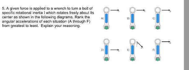 A given force is applied to a wrench to turn a bolt of specific ...