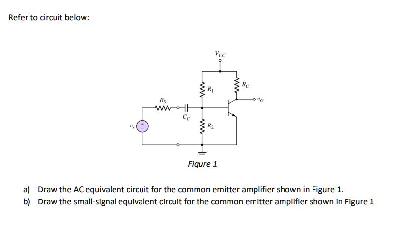 SOLVED: Refer to circuit below: Figure 1 Draw the AC equivalent circuit ... SOLVED: Refer to circuit below: Figure 1 Draw the AC equivalent circuit ...