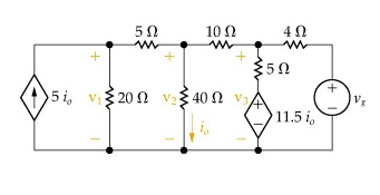 SOLVED: Find the node voltages v1, v2, and v3 in the circuit in figure, if vg = 156 V. Find the ...