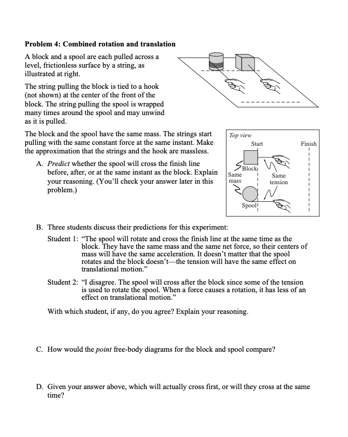 problem 4 combined rotation and translation a block and spool are each ...