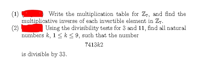 SOLVED: Write the multiplication table for Z7, and find the ...