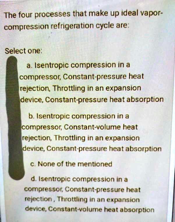 The four processes that make up ideal vapor-compression refrigeration ...