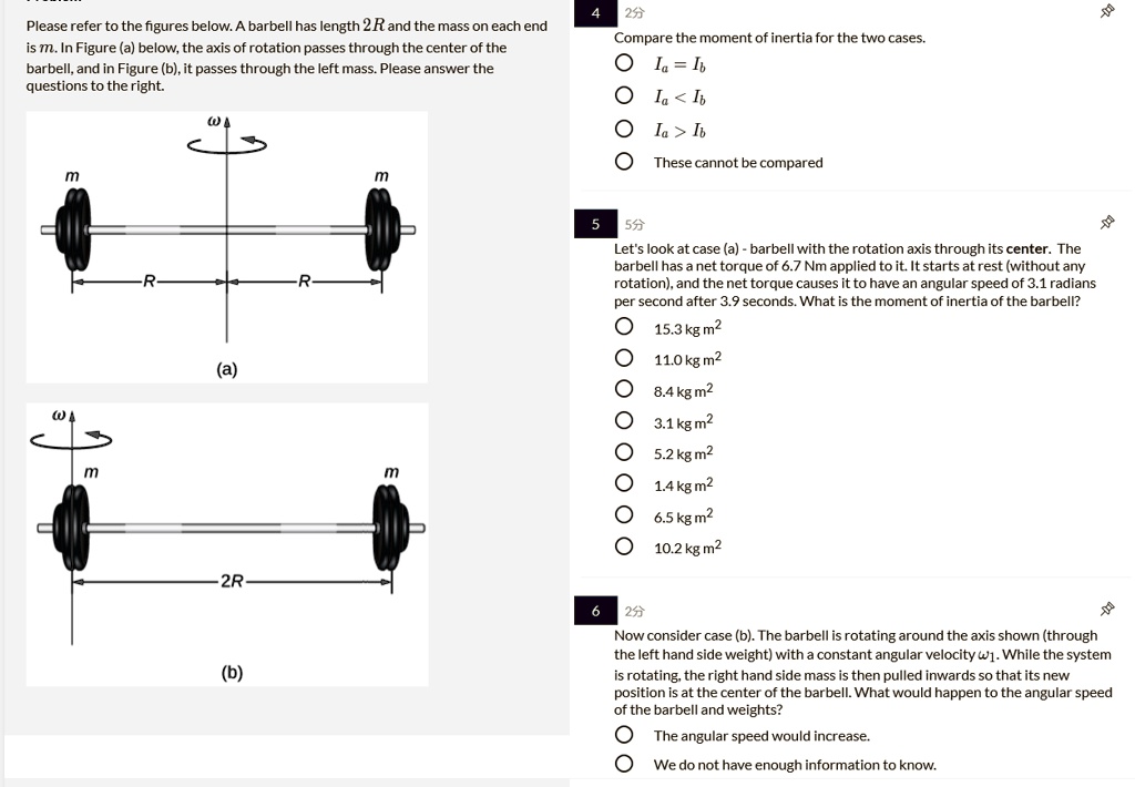 SOLVED: Please refer to the figures below: The barbell has a length of ...