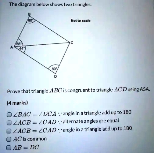 SOLVED: The diagram below shows two triangles. Not to scale. Prove that triangle ABC is ...