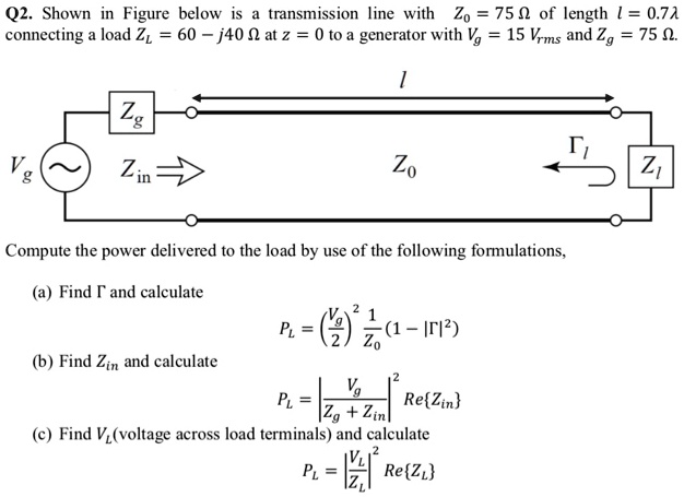 Q2. Shown in Figure below is a transmission line with Z0 = 75 Ω of length l = 0.7λ connecting a ...
