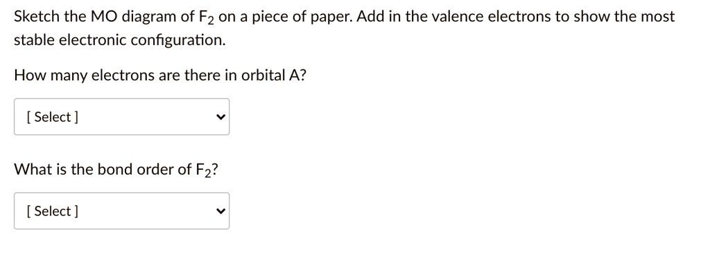 SOLVED: Sketch the MO diagram of F2 on a piece of paper: Add in the ...
