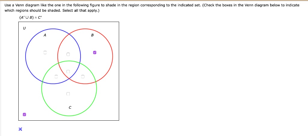 SOLVED: Use Venn diagram like the one in the following figure to shade in the region ...