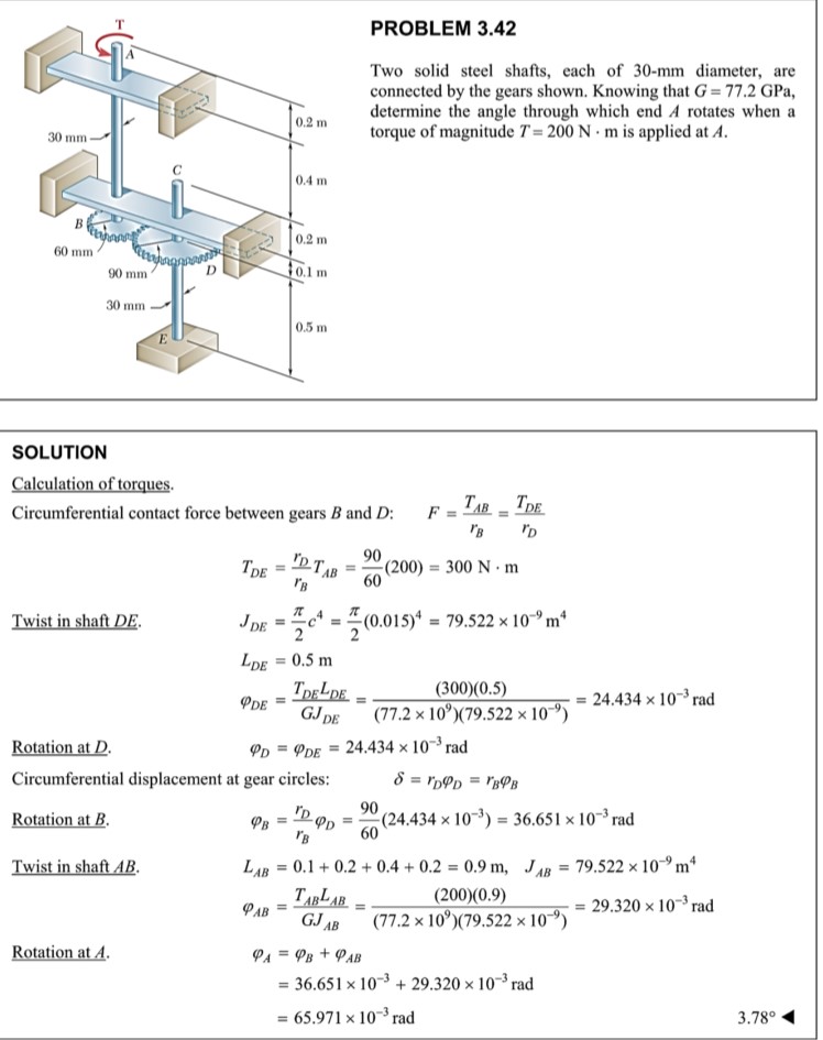 PROBLEM 3.42 Two solid steel shafts, each of 30-mm diameter, are ...