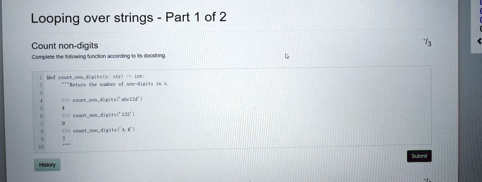 Solved Looping Over Strings Part 1 Of 2 Count Non Digits Complete The Following Function 1154