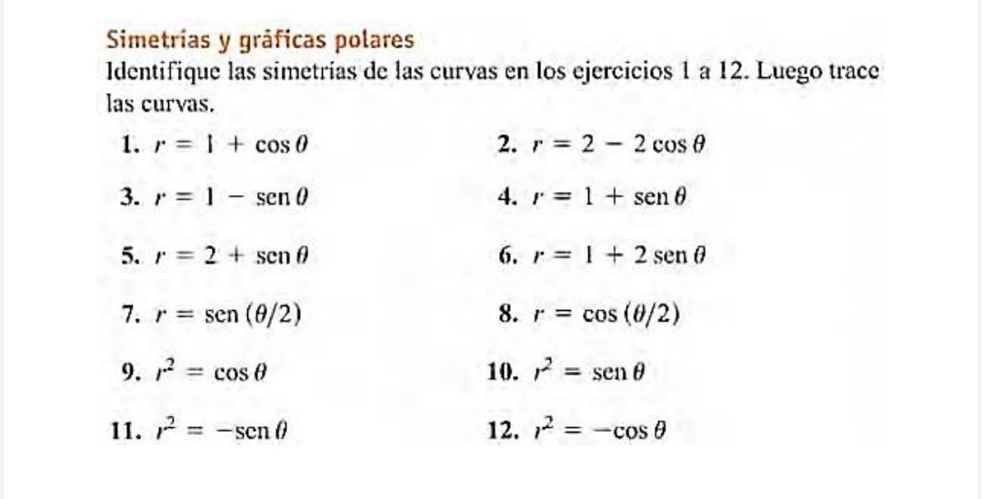 Simetrias y gråficas polares Identifique las simetrias de las curvas en ...