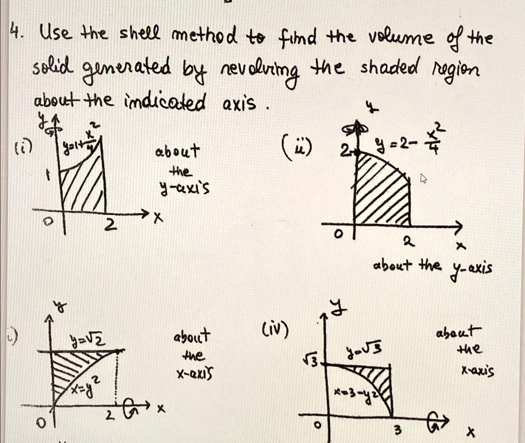 SOLVED: Texts: Use the shell method to find the volume of the solid generated by revolving the ...