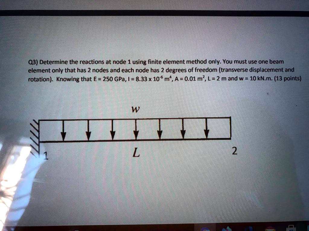 Solved Q3determine The Reactions At Node 1 Using Finite Element 2498