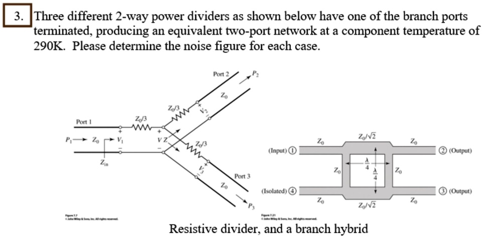 Three different 2-way power dividers, as shown below, have one of the ...