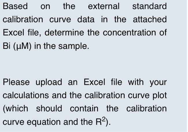 Solved Based On The External Standard Calibration Curve Data In The