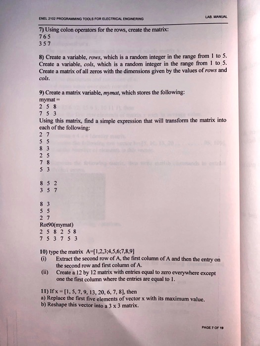 Solved Prochaumirg Jcosec4ilctca Lngirer 4g 7 Using Colon Operators For The Tows Create The 0788