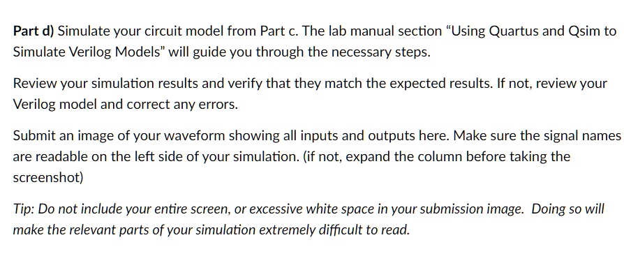 Solved Texts Part D Simulate Your Circuit Model From Part C The Lab Manual Section Using