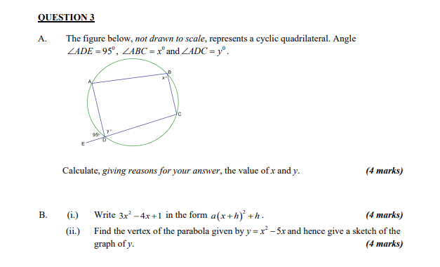 QUESTION 3 A. The figure below, not drawn to scale, represents a cyclic ...
