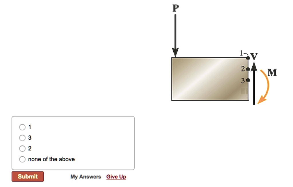 1 3 2 none of the above Submit My Answers Give Up P 1 2 M 3