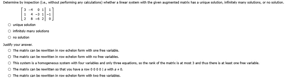 SOLVED: Determine by inspection (i.e. without performing any ...