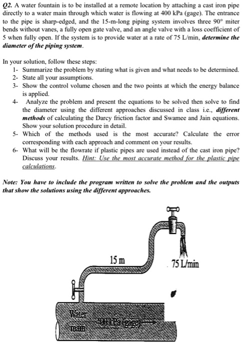 SOLVED: A water fountain is to be installed at a remote location by ...