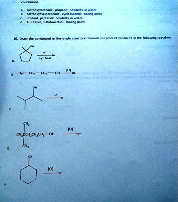 SOLVED:conciusions methoxymethane propane: solubiliy Maie Methorycyc ...