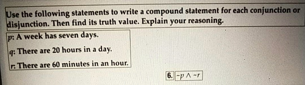 SOLVED: Use the following statements to write a compound statement for ...