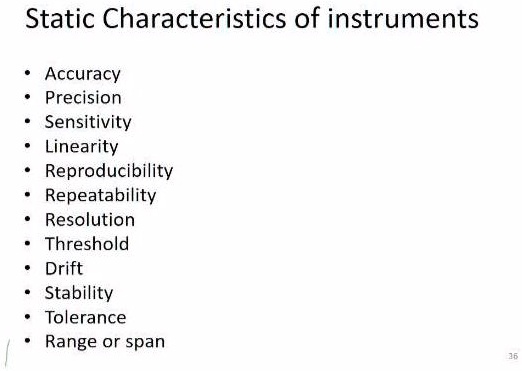 Explain the following characteristics: Static Characteristics of ...