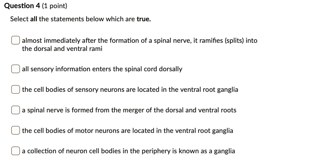 SOLVED: Question 4 (1 point) Select all the statements below which are ...