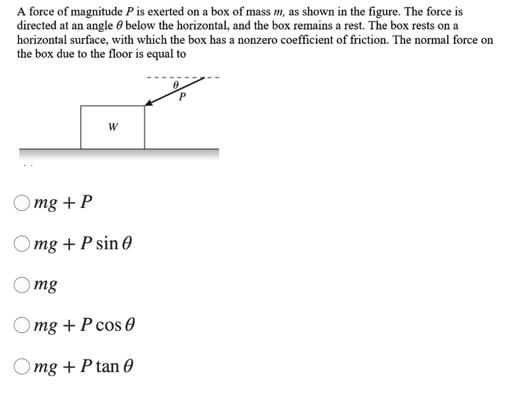A force of magnitude P is exerted on a box of mass m, as...