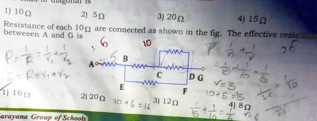 resistance of each 10 ohm are connected as shown in the fig the ...