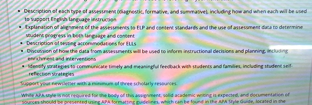 SOLVED: Description of each type of assessment (diagnostic, formative ...