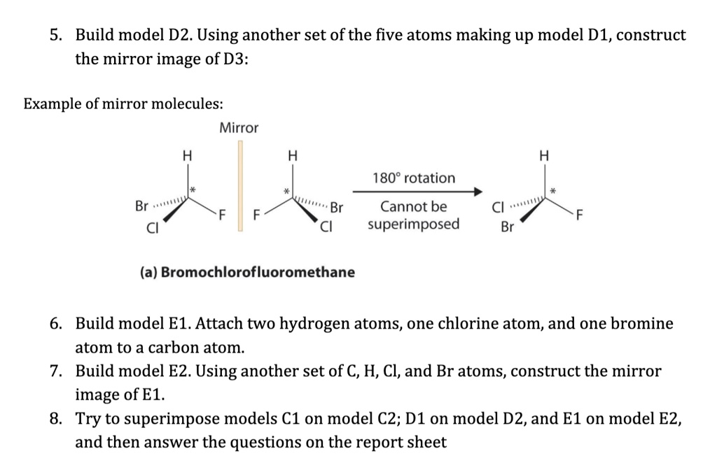 SOLVED: 5 Build model D2. Using another set ofthe five atoms making up model D1, construct the ...