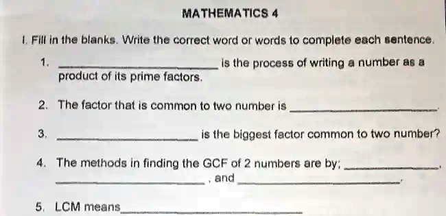 SOLVED: Fill in the blanks. Write the correct word or words to complete ...